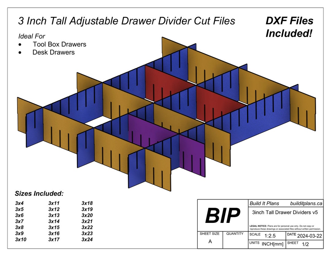 3 Inch Drawer Divider DXF - Adjustable Tool Box Organizer File - Etsy