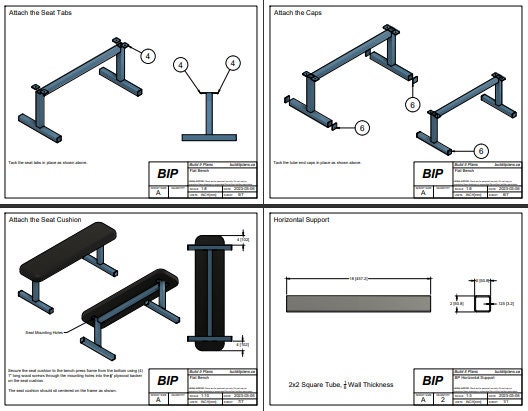 Flat Bench Plans for Home Gym Bench Press - DXF Cut Files and PDF ...