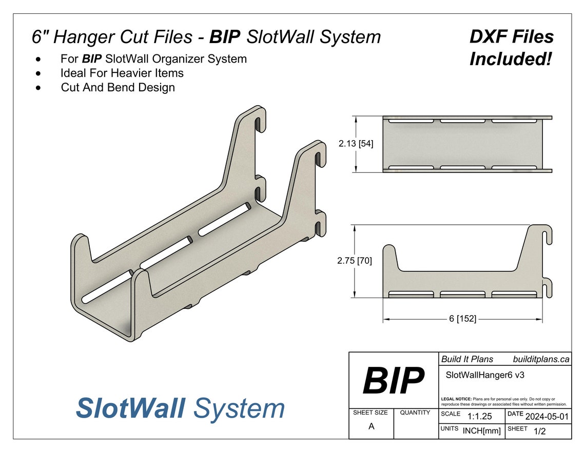 Slotwall 6 Hanger Cut Files for DIY Slatwall Pegboard Wall Organizer ...