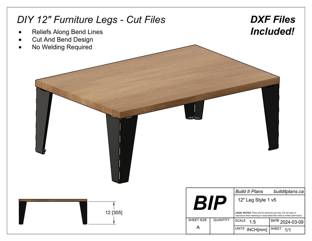 Tapered Furniture Leg Cut Files Multi Pack - 12 Inch and 18 Inch Leg ...