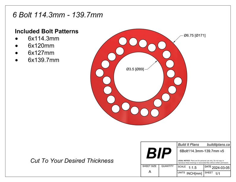Universal Wheel Spacer DXF – Custom Spacers Cut File Pack - Etsy
