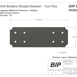 Classic 6x6 Post Straight Bracket DXF Cut File - Etsy