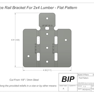 2x4 Fence Rail Bracket Cut File - Mounting Bracket DXF Plasma File for ...