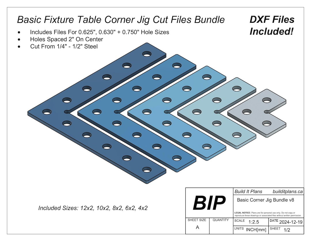 Fixture Table Corner Jig Cut File Bundle With 0.625in Holes 2in on ...