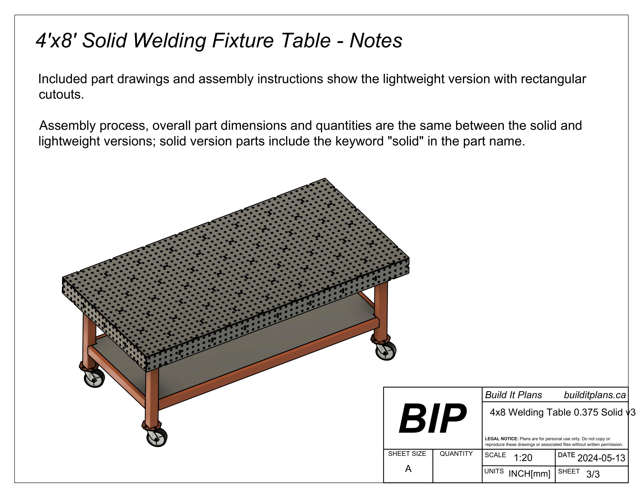 4x8 HD Solid Welding Fixture Table 0.375 Steel Plans and DXF Cut Files ...