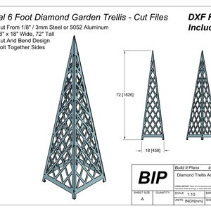Metal 6' Diamond Garden Trellis Cut Files - DIY Garden Lattice Pyramid ...