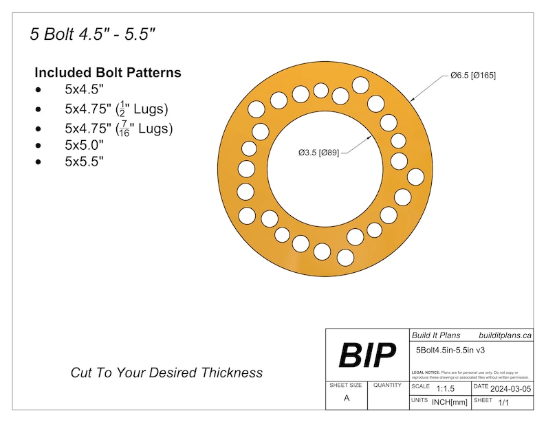 Universal Wheel Spacer DXF – Custom Spacers Cut File Pack - Etsy