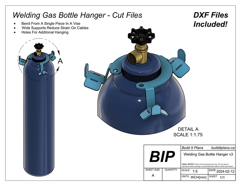 Welding Gas Bottle Hanger DXF Plasma Cut Files - Etsy Australia