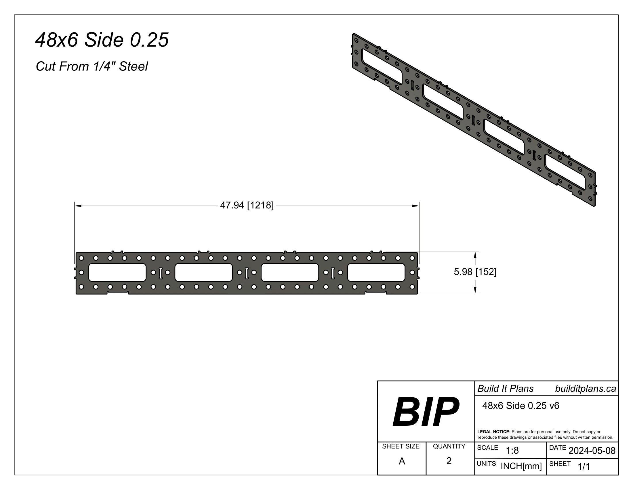 4x8 Welding Fixture Table 0.25 Thick Steel Plans and DXF Cut Files for ...