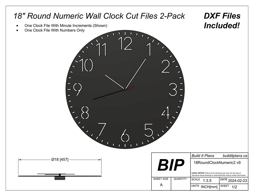 Circular Wall Clock DXF Cut Files - Etsy