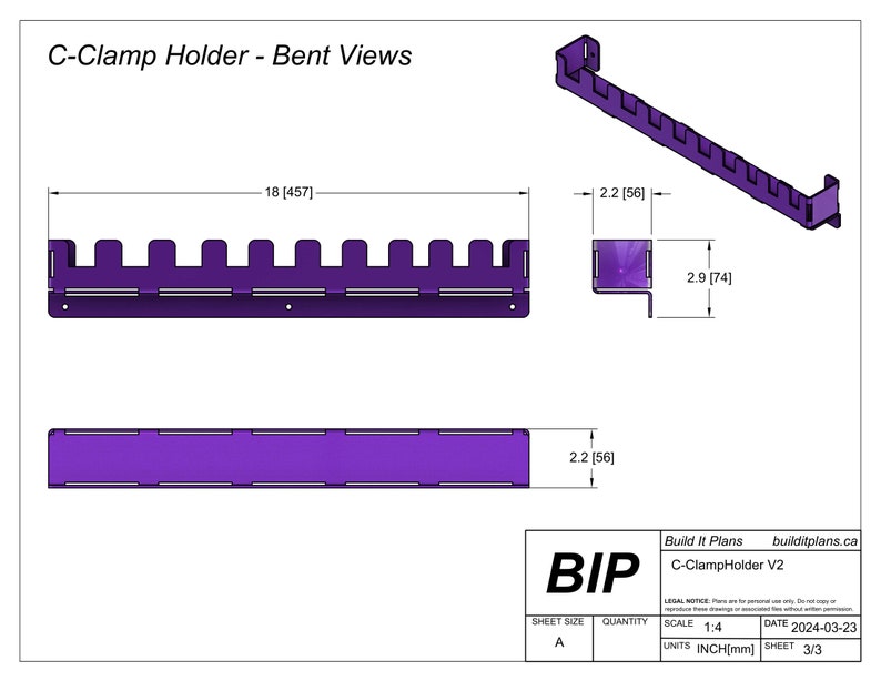 C Clamp Wall Hanger DXF - Clamp Holder Cut Files - Etsy