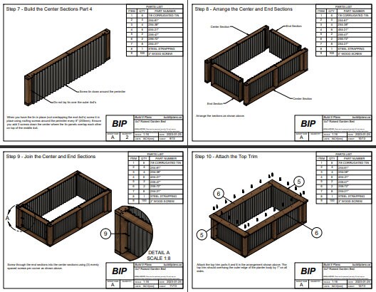 4'x7' Wood and Metal Raised Garden Bed Plans - 4x7 Garden Box PDF Plan ...