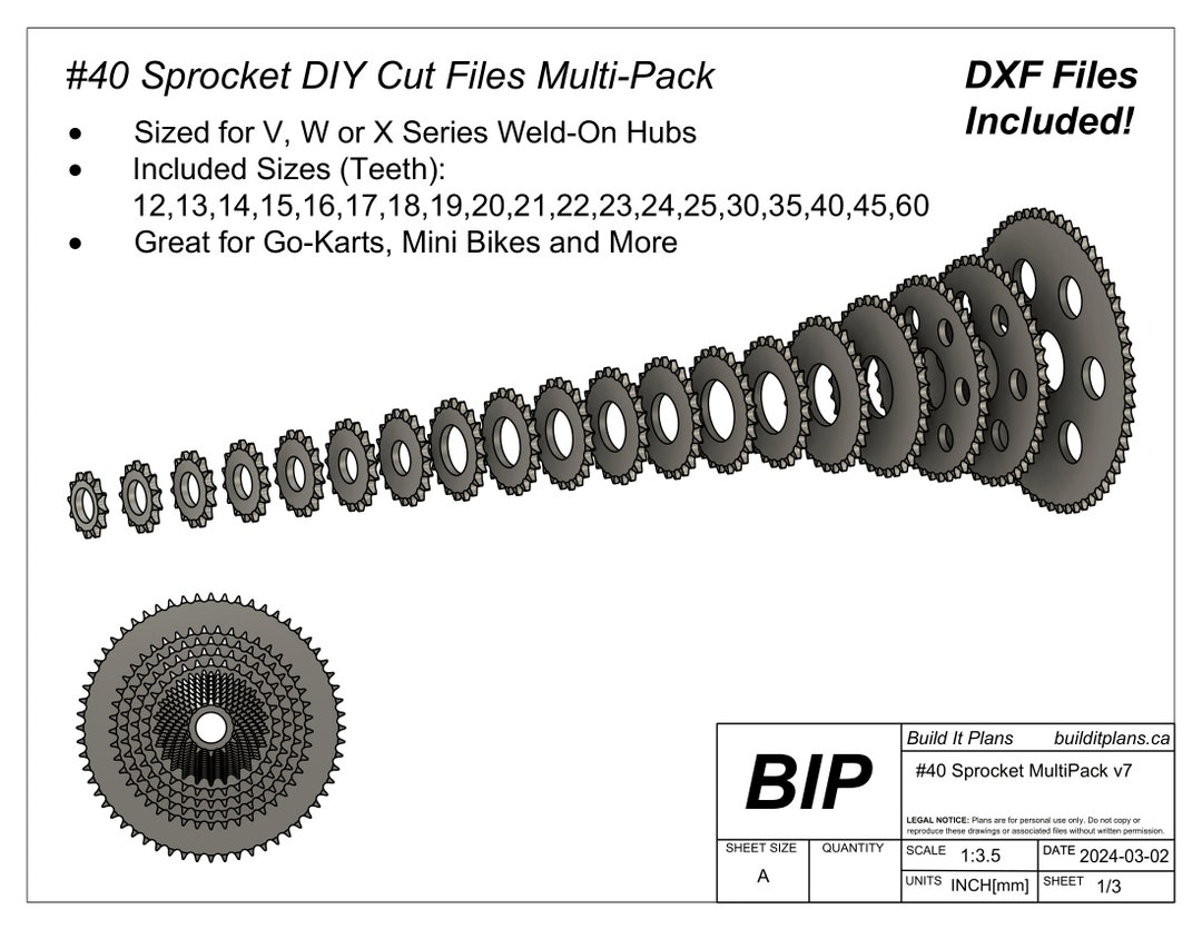 Number 40 Sprocket Cut Files Universal Sprocket DXF Plasma Cut Files ...