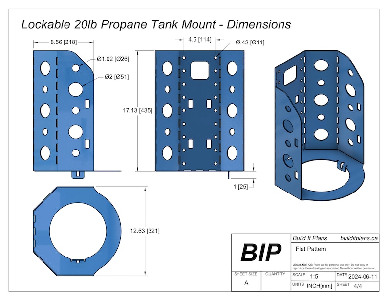 20lb Propane Tank Mount DXF File – Cut File for Propane Tank Mounting ...