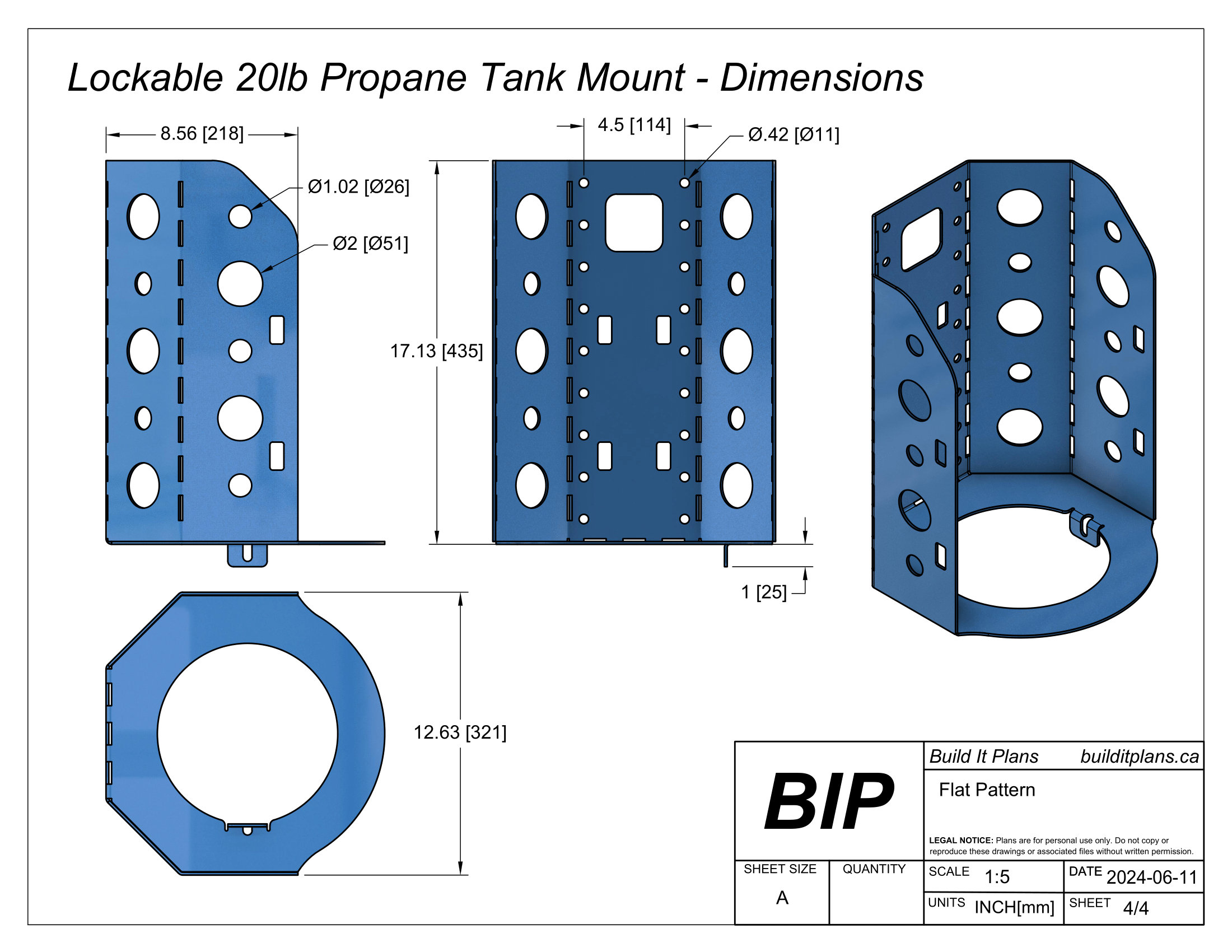 20lb Propane Tank Mount DXF File – Cut File for Propane Tank Mounting ...