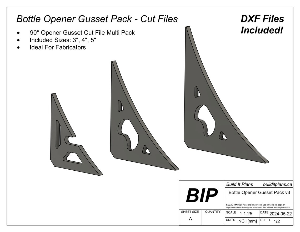 Bottle Opener Gusset Cut Files Pack for Fabricators DXF Plasma Files ...