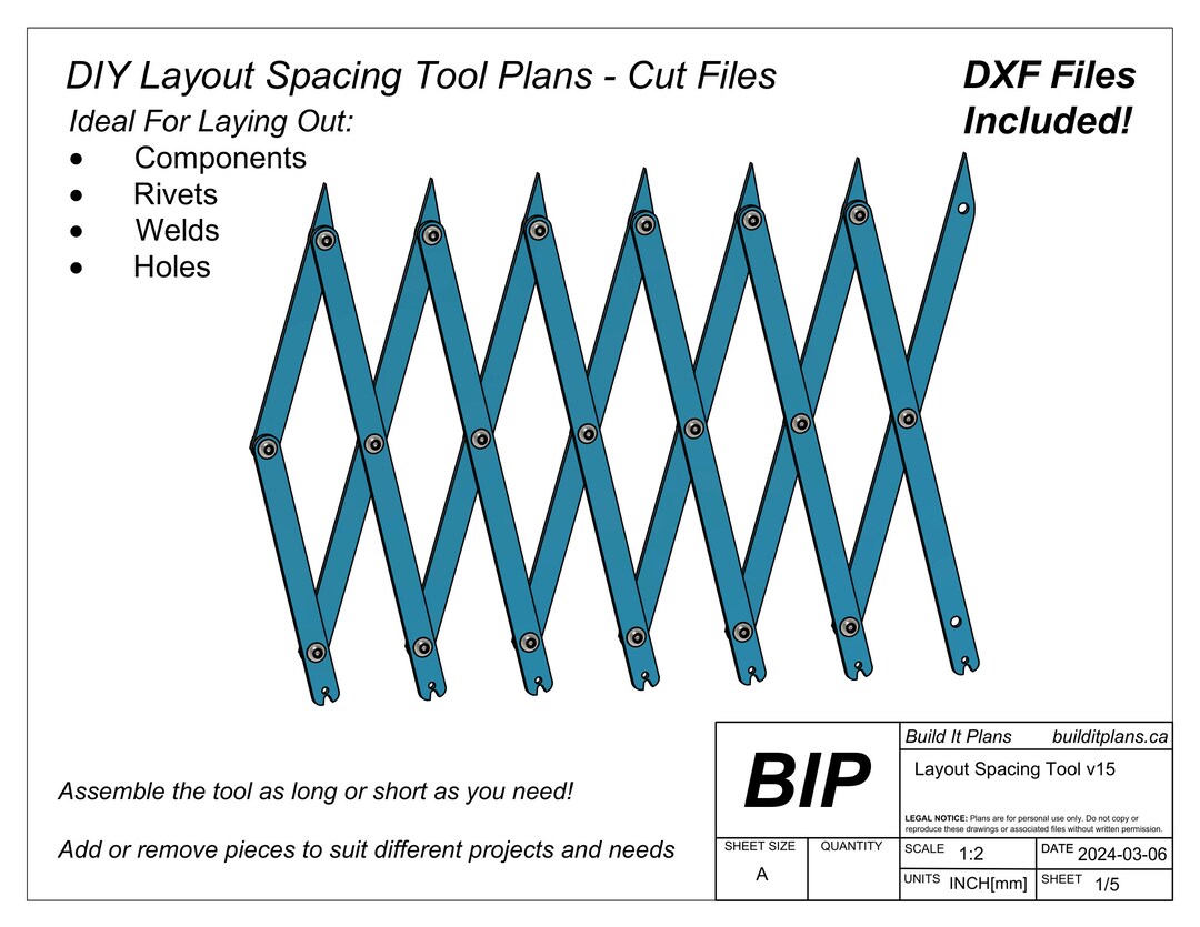 Weld Layout Spacing Tool DXF – Adjustable Hole & Center Finder Tool Cut ...