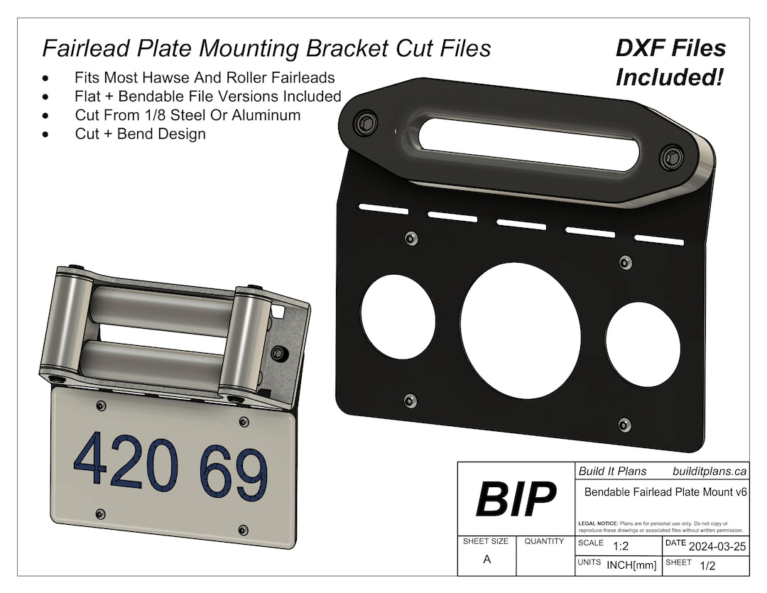 Winch Fairlead License Plate Bracket DXF – Plate Mount Cut File - Etsy