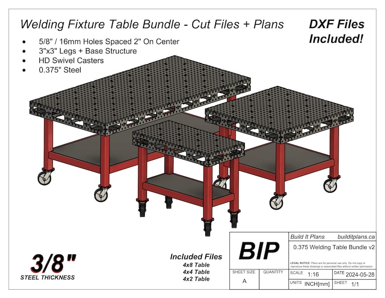 0.375" Welding Fixture Table DXF Cut Files - Open Sides - Etsy