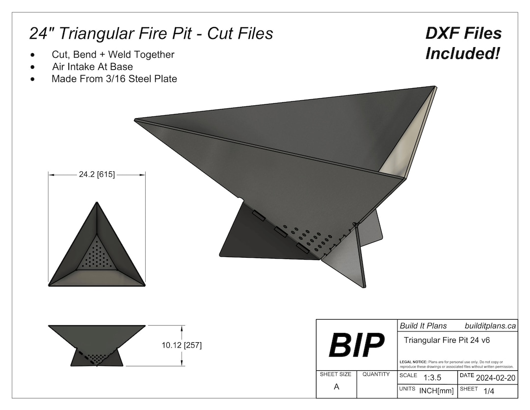 24" Triangular Fire Pit DXF Cut Files and Plans - Etsy