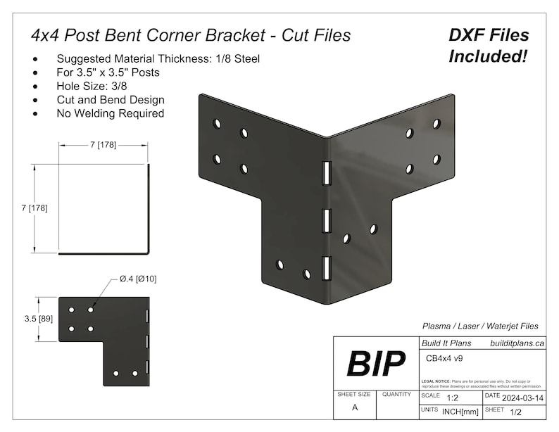4x4 Post Corner Bracket DXF Cut File - Etsy