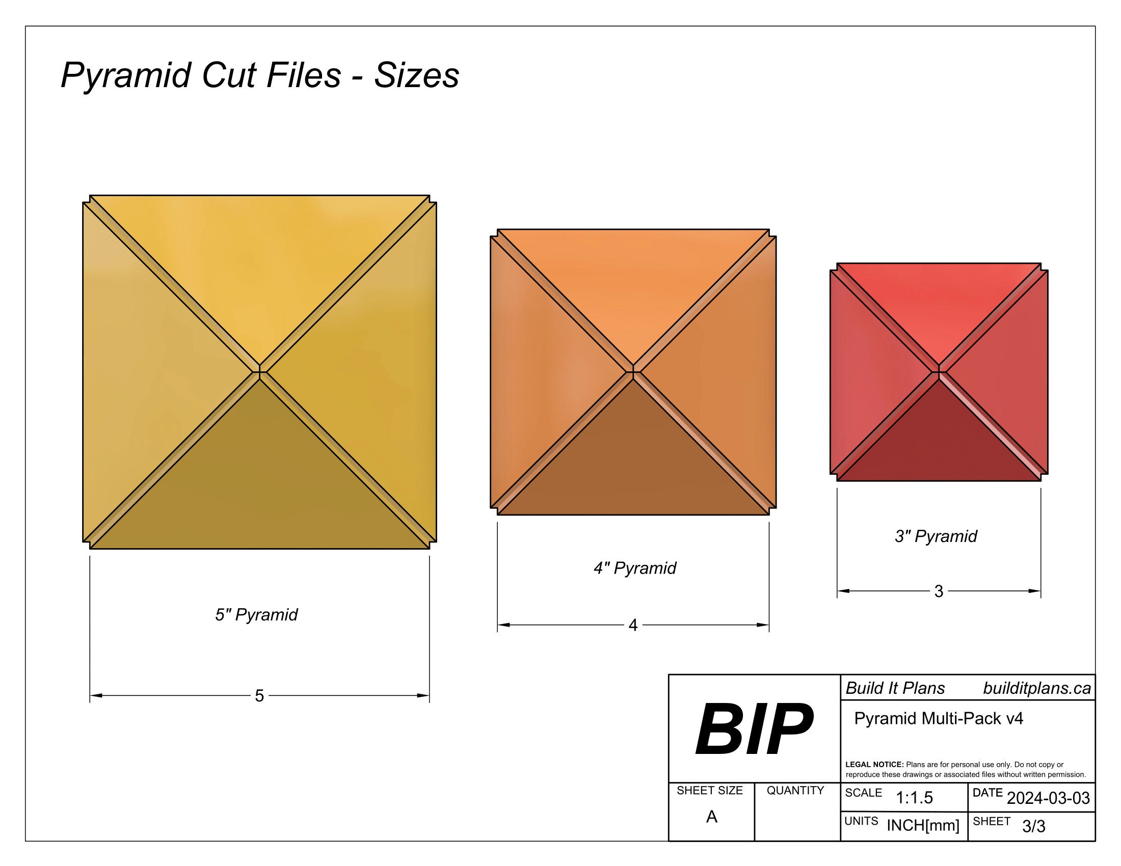 Pyramid Welding Project DXF Files - 3, 4, 5 Inch Sizes - Etsy