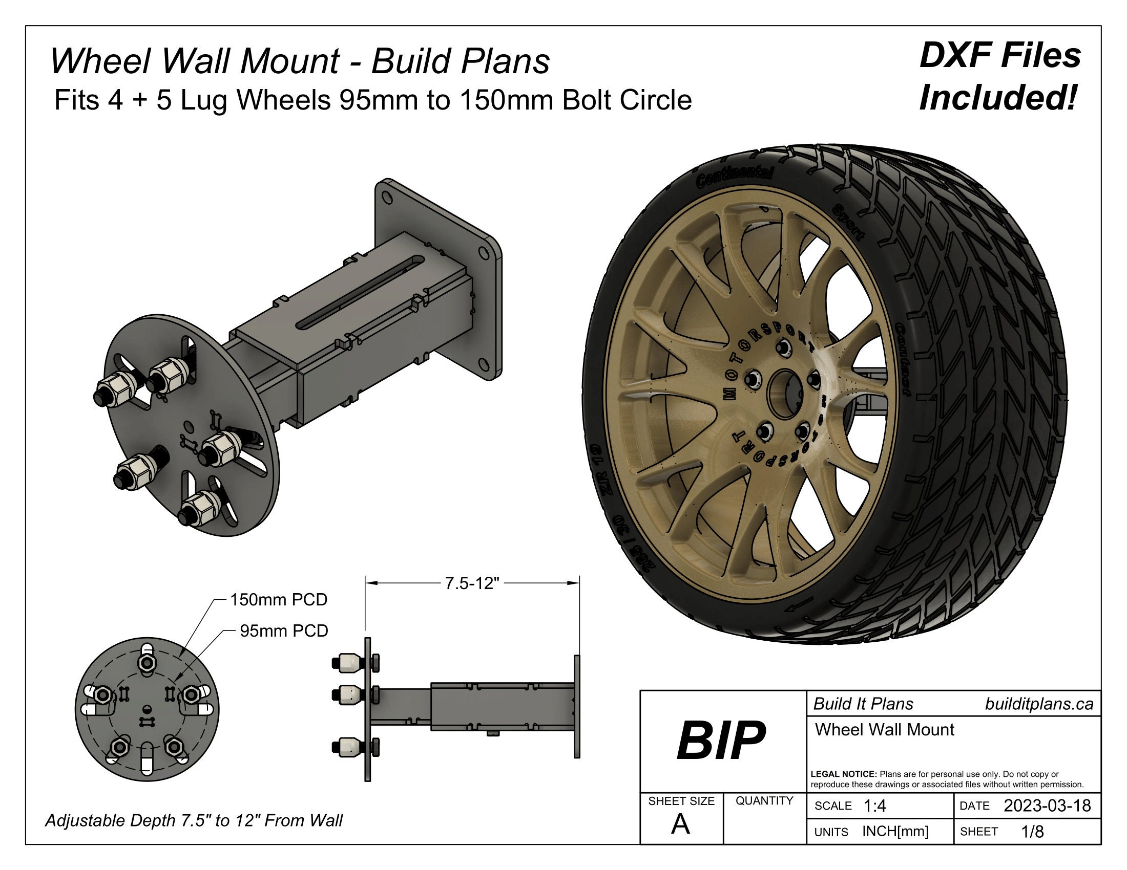 Wheel Mount DXF - Garage Storage Rim Display Cut File - Etsy