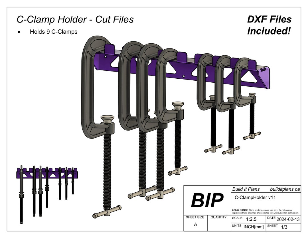 C-clamp Wall Storage Hanger Cut Files DXF Plasma Files - Etsy Australia