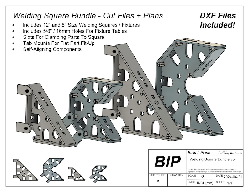 0.25" Welding Square DXF File Bundle – 0.25" Steel Fixture Cut Files ...