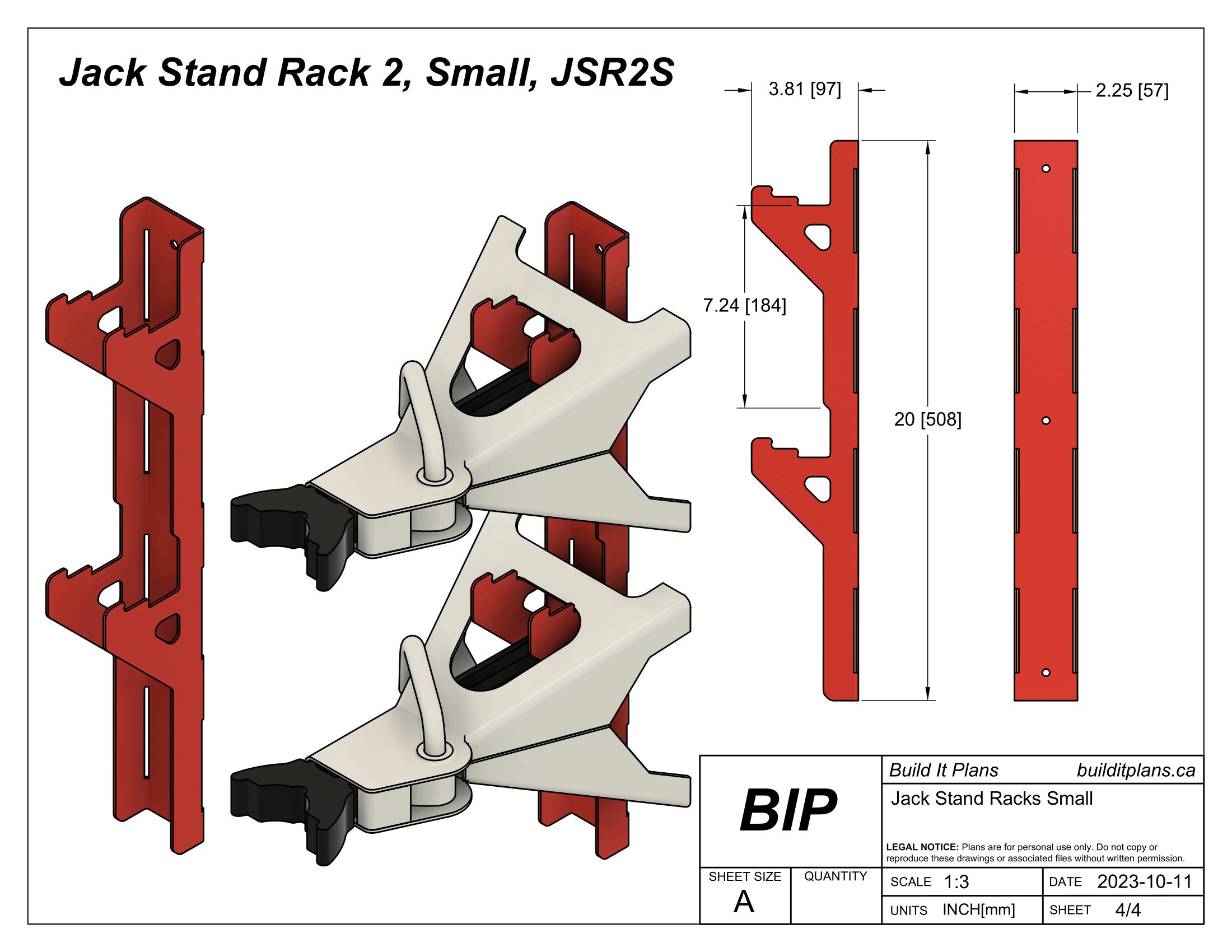 Small Jack Stand Rack DXF - 2-3.5 Ton Jackstand Wall Hanger Cut Files ...