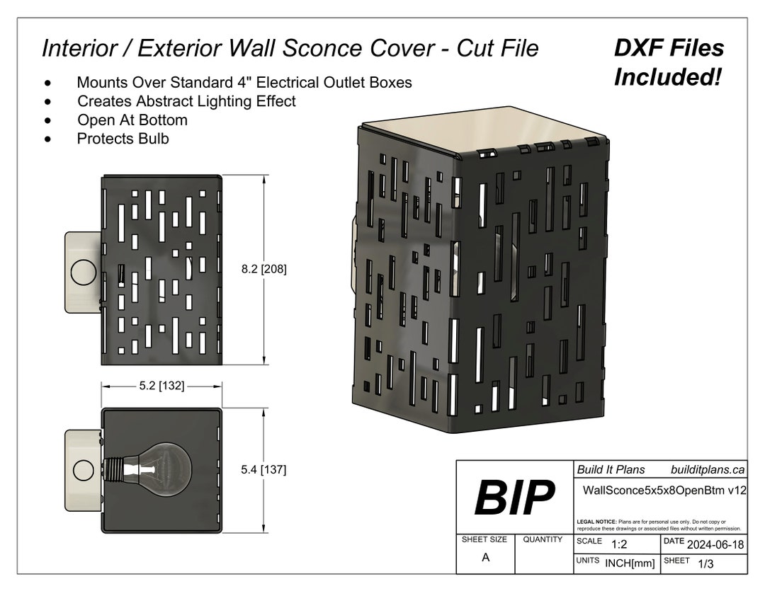 Metal Wall Sconce Cut Files DIY Indoor or Outdoor Wall Sconce Plans and ...