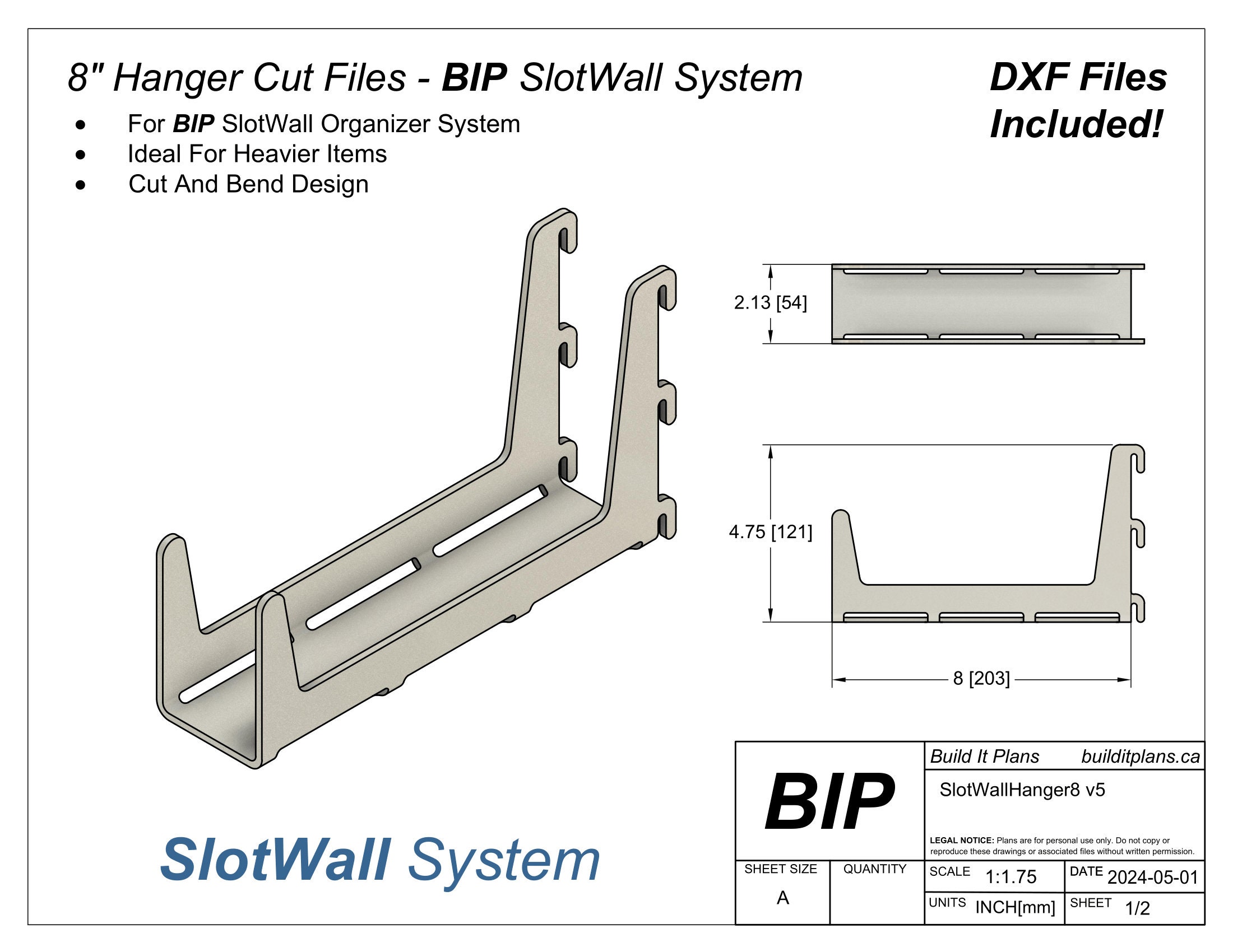Slotwall 8" Hanger DXF Cut Files for DIY Slatwall Shop Organizer - Etsy
