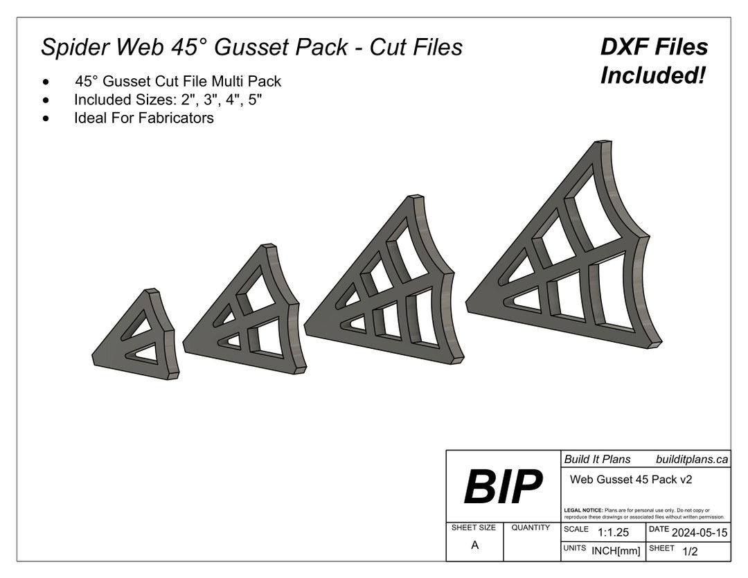 Spider Web Corner Gusset Cut Files Pack for Fabricators DXF Plasma ...