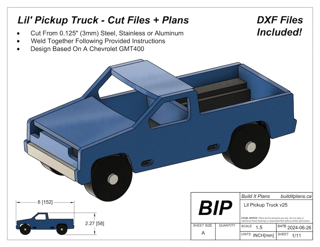 Truck Welding Project DXF Cut Files - Chevrolet Pickup Welding Practice ...