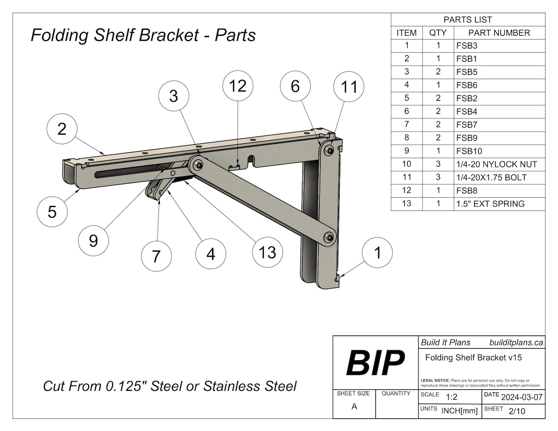 12" 300mm Folding Shelf Bracket DXF Cut Files for Flip Down Brackets - Etsy
