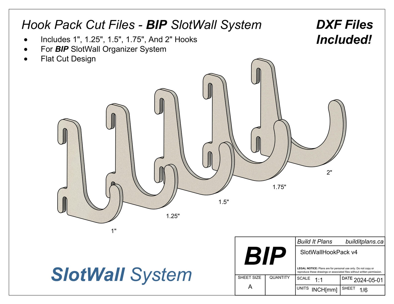 Slotwall Hook Pack DXF Cut Files for DIY Slatwall Tool Hangers - Etsy
