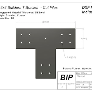 Standard 8x8 Post T Bracket Cut File - Timber Frame DXF Plasma File for ...