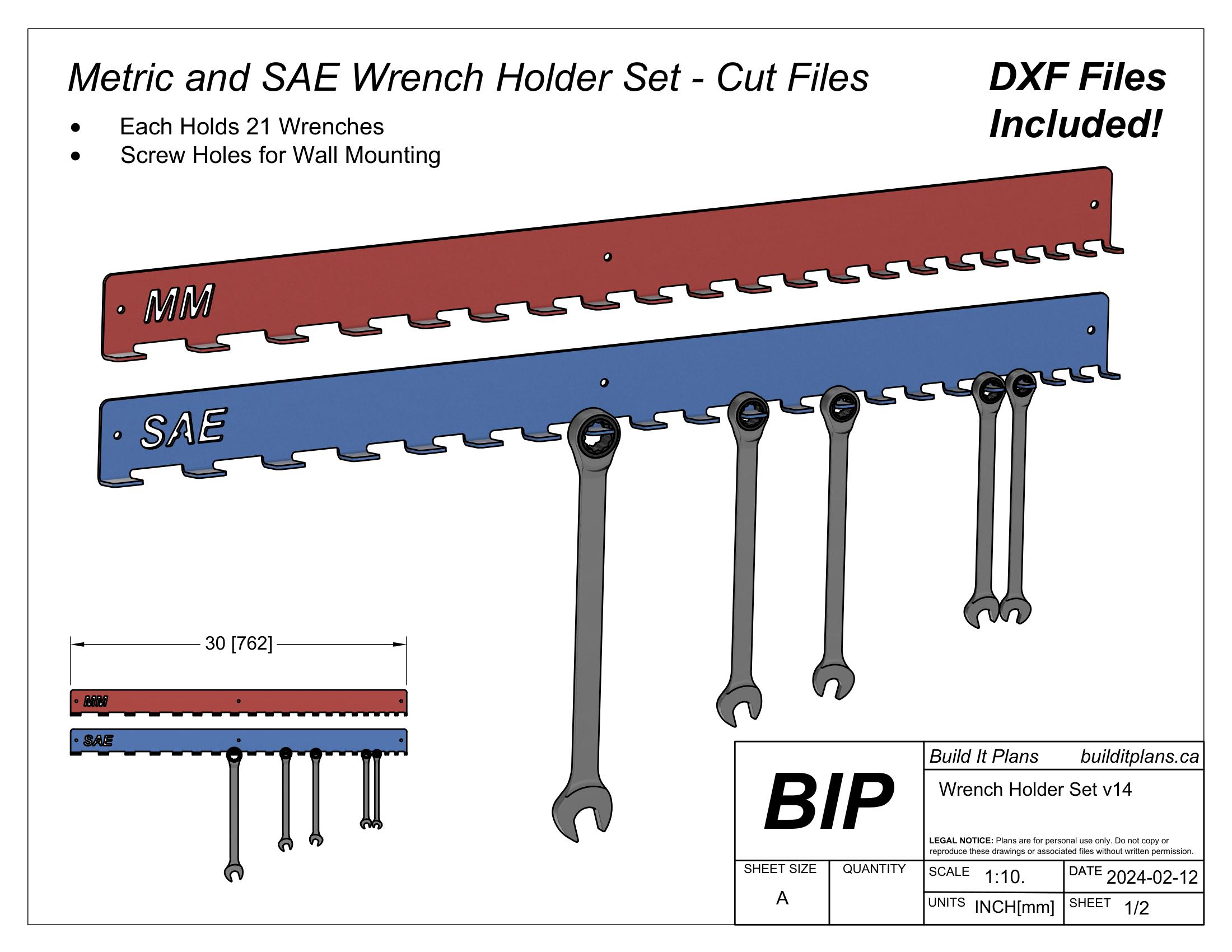 Metric + SAE Wrench Hook DXF Files - Spanner Wall Rack Cut Files - Etsy