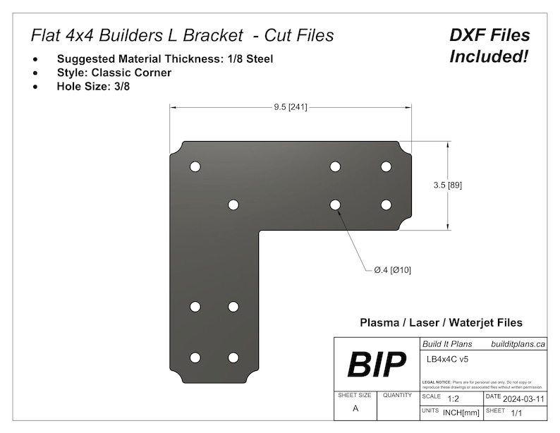 Classic 4x4 Post L Bracket DXF Cut File - Etsy