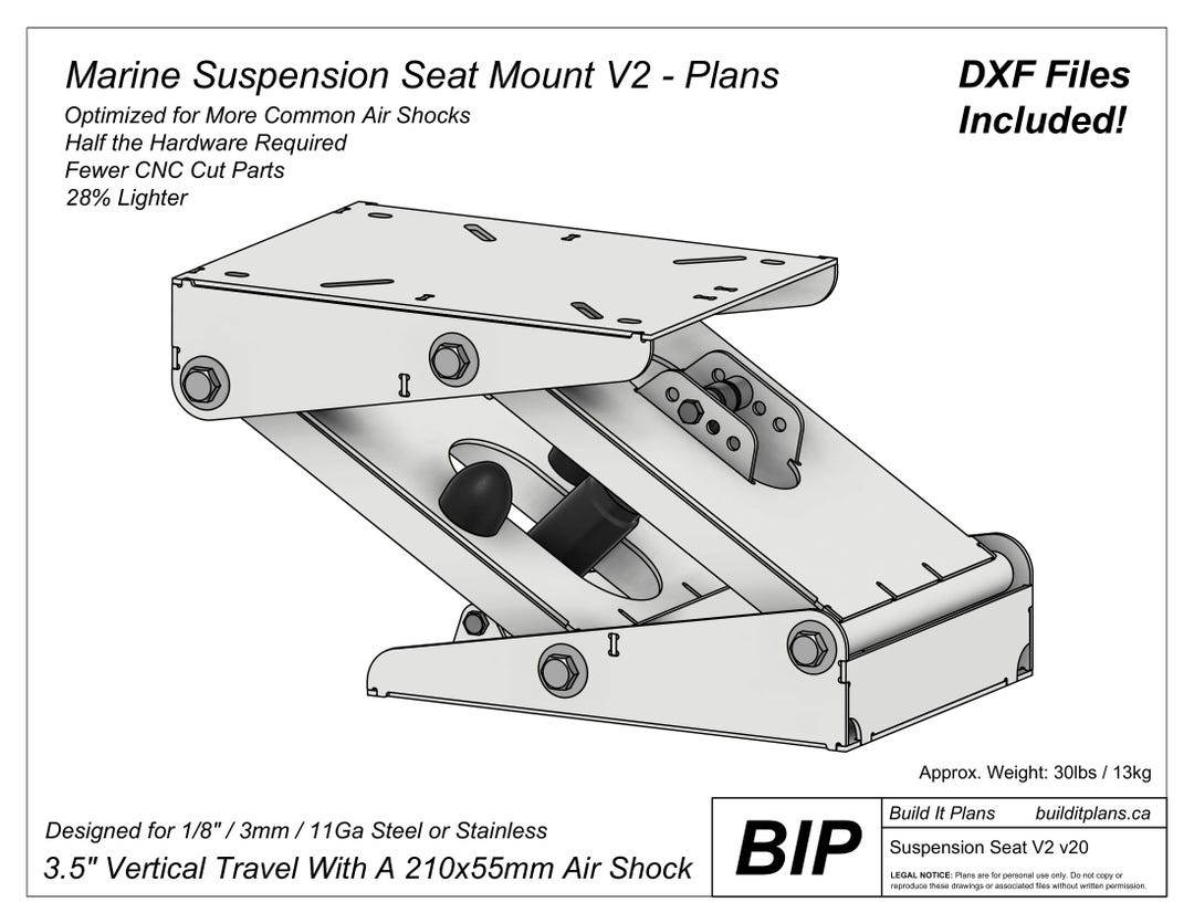 Marine Suspension Seat Mount Files + Plans - Suspension Seat DXF Files ...