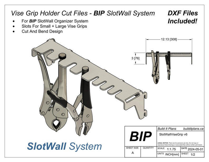 Slotwall Vise Grip Holder DXF Cut Files for DIY Slatwall Tool Storage ...