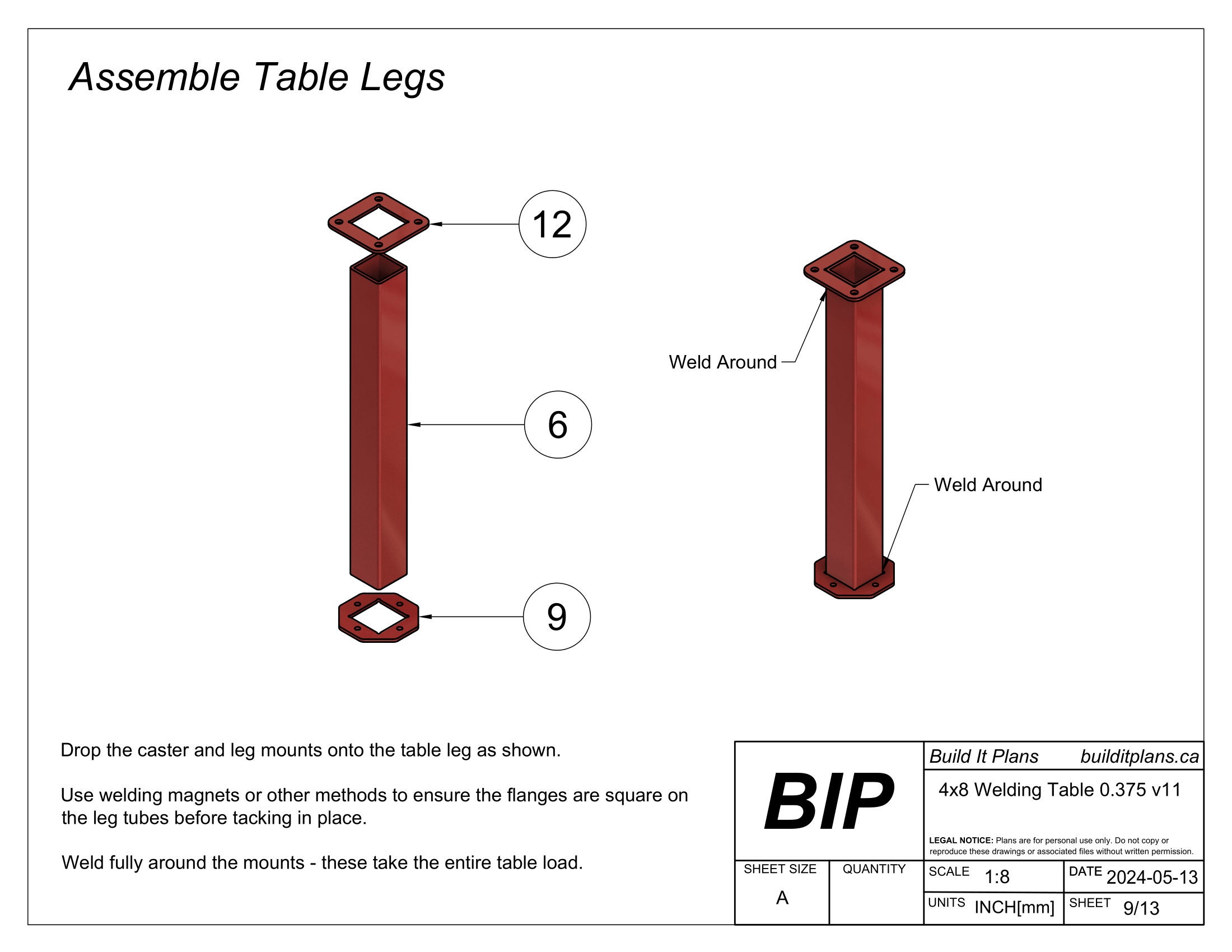 4x8 HD Welding Fixture Table 0.375 Thick Steel Plans and DXF Cut Files ...