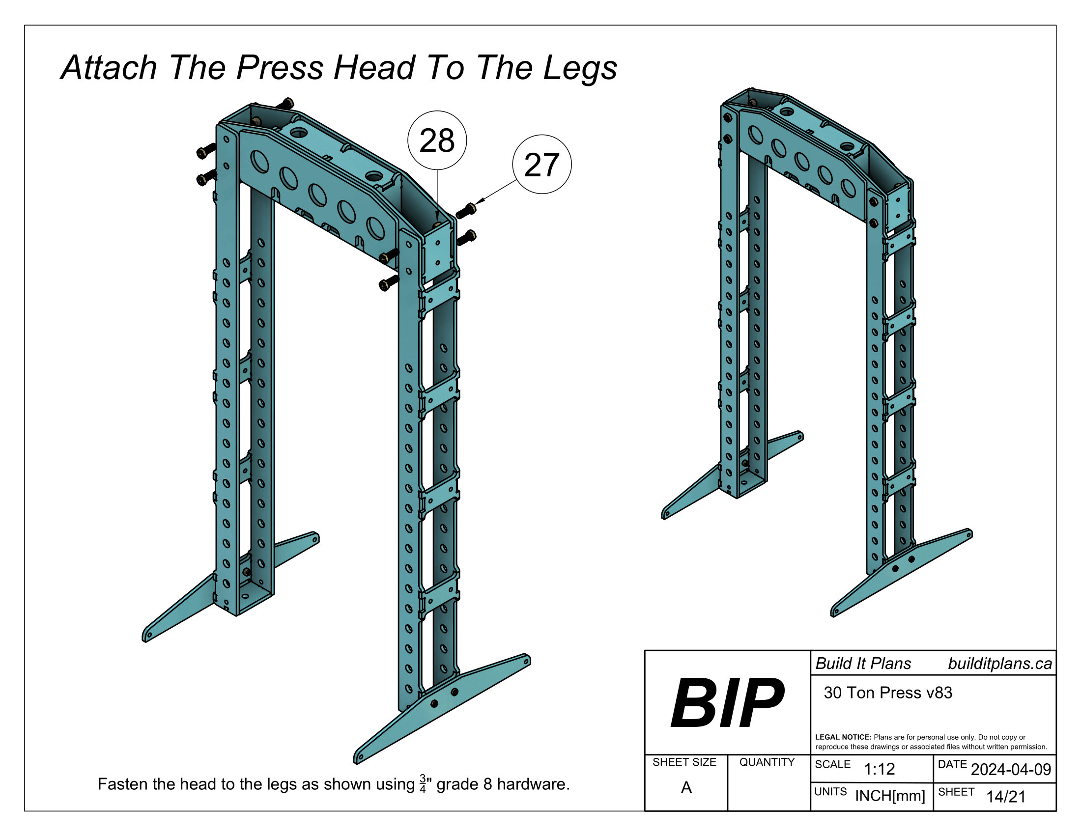 30 Ton Shop Press DXF Files - Heavy Duty Press Cut Files + Plans - Etsy