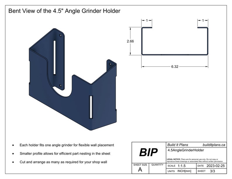 4.5 Angle Grinder Wall Holder DXF Cut File (Instant Download) - Etsy