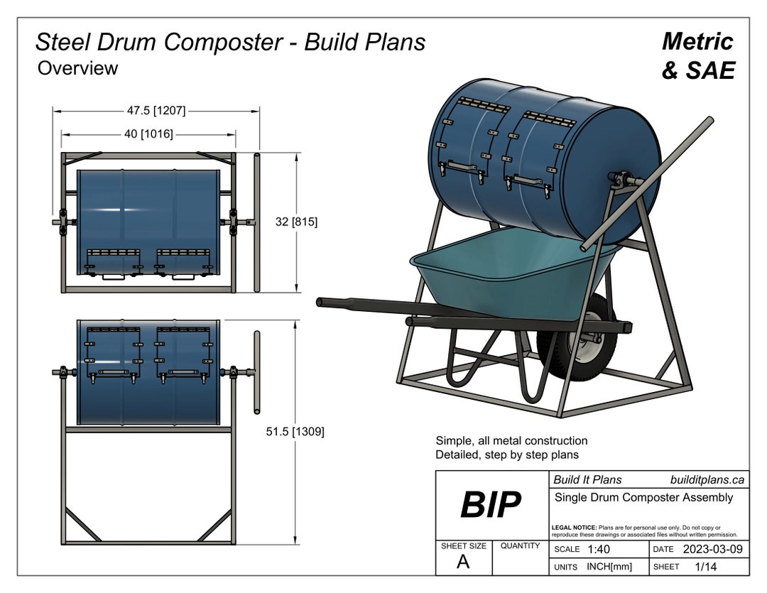 Steel Drum Composter PDF Plans for 55 Gallon Drums - Etsy
