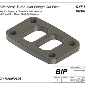 T3 Twin Scroll Turbo Manifold Flange DXF Cut Files T03 Divided Flange ...