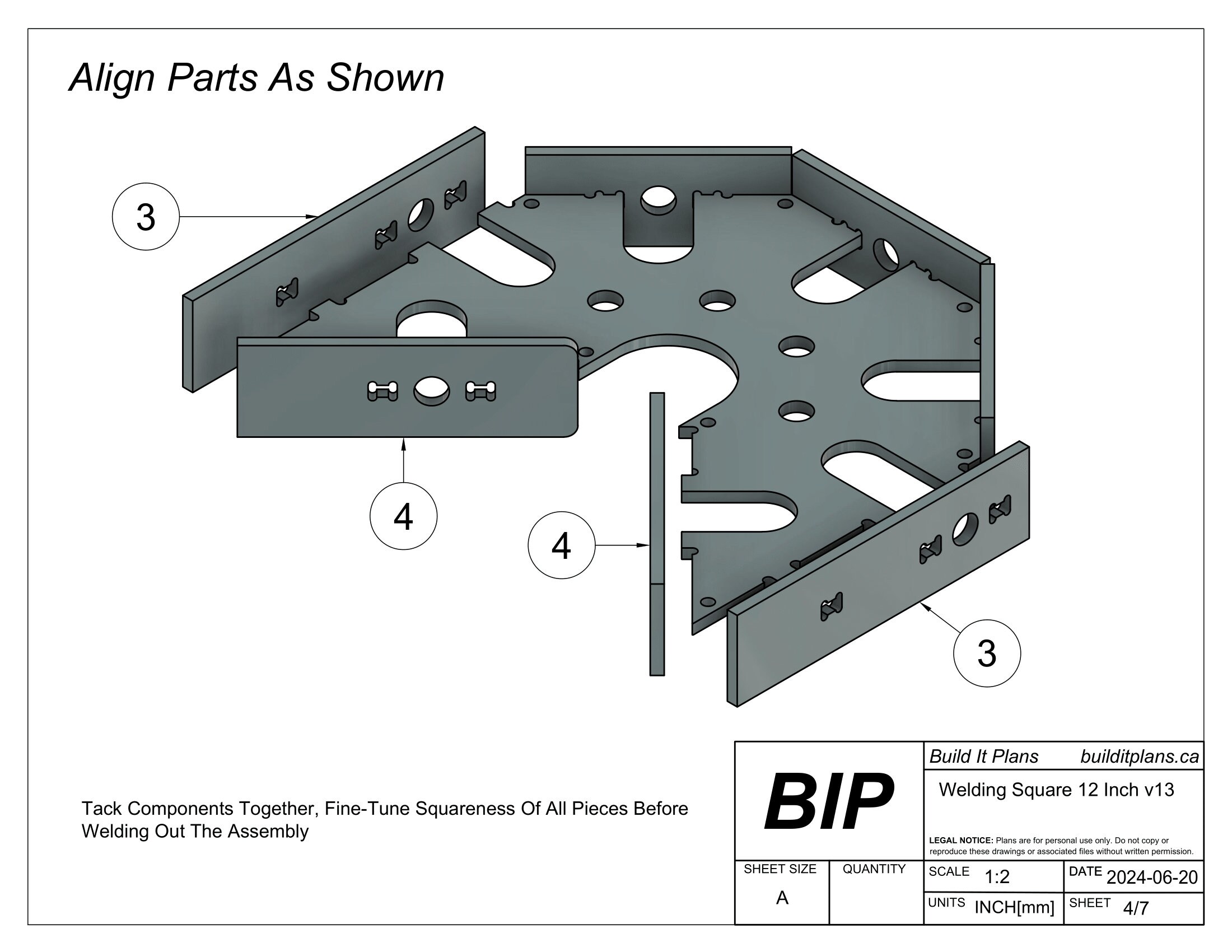 12" Welding Square DXF – Fabrication Jig Cut Files - Etsy