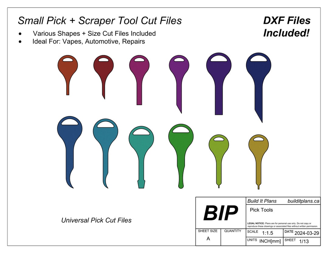 Pick Tool Cut Files for Mechanic Picks Scraper Tool Cut Files for Vape ...