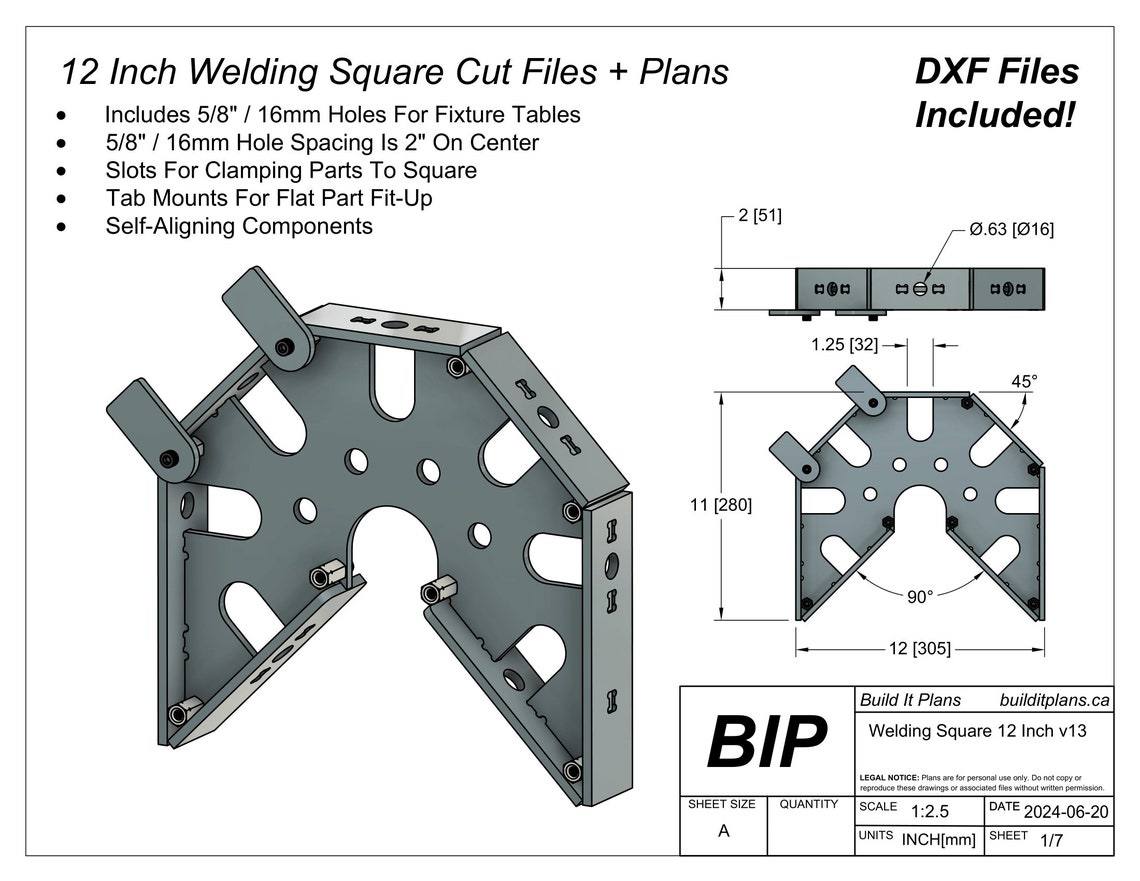12 Inch Welding Square Cut Files and Plans for 0.25 Inch Thick Steel ...