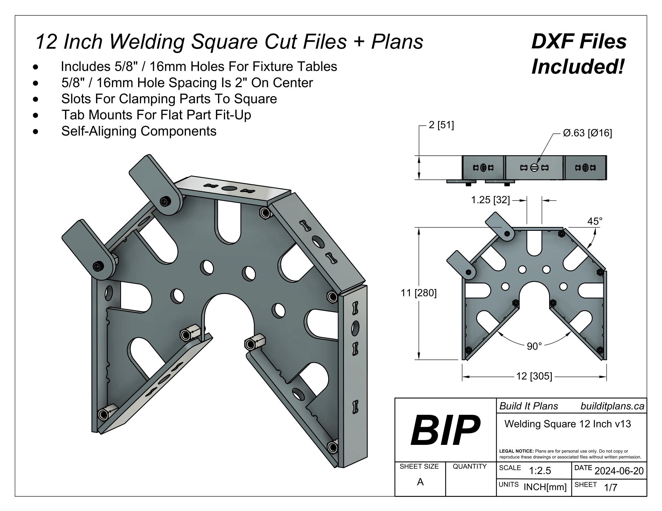 12 Inch Welding Square Cut Files and Plans for 0.25 Inch Thick Steel ...